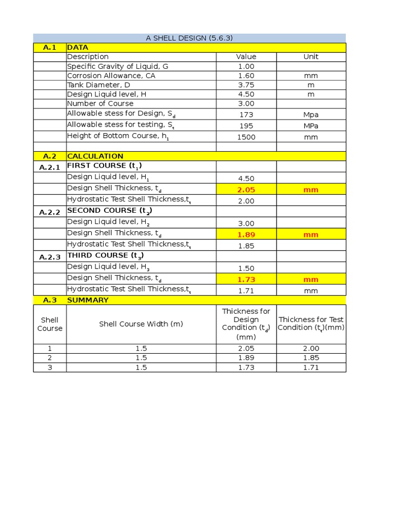 Storage Tank Design Calculation | PDF | Applied And Interdisciplinary ...