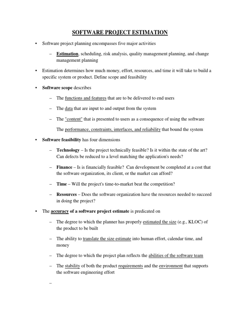 Software Project Estimation | PDF | Feasibility Study | Software