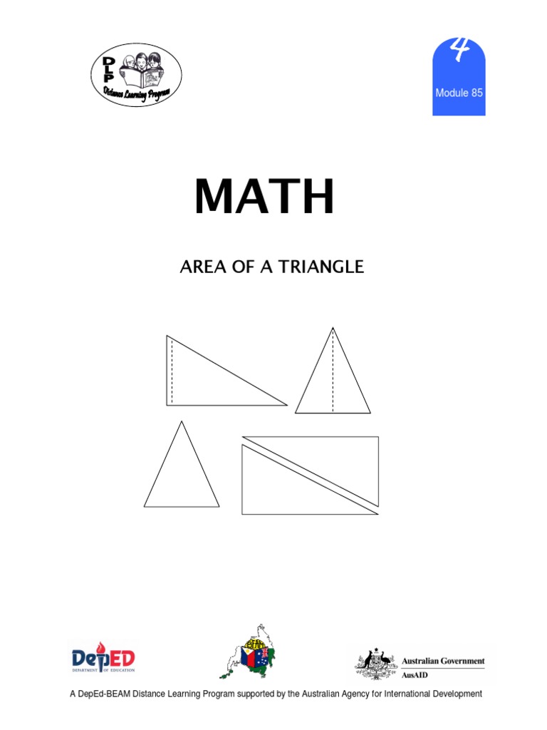 Math 4 DLP 85 - Area of A Triangle | PDF | Area | Rectangle