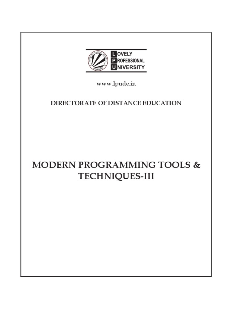 Modern Programming Tools - and Techniques III - Shrivastava - Ibrg ...