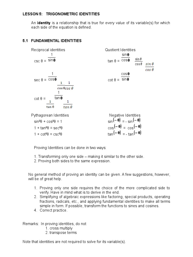 Lesson 5 | PDF | Sine | Trigonometric Functions
