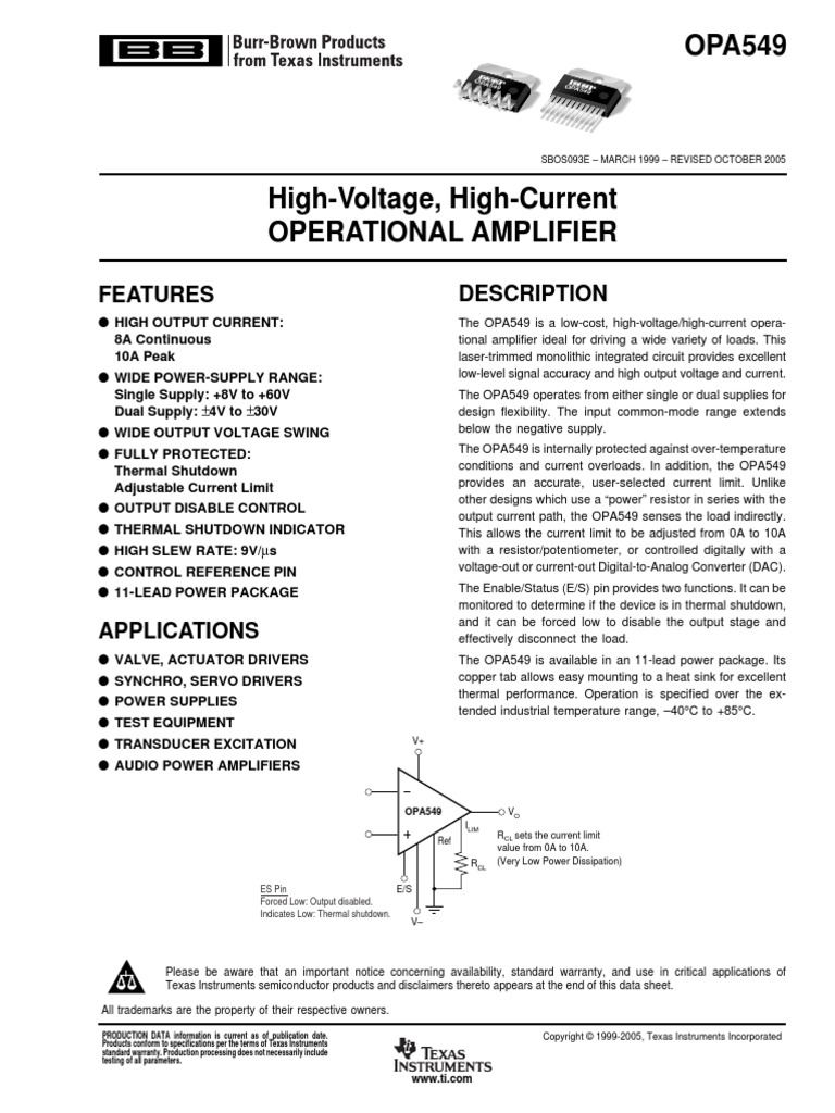 High Voltage High Current Opamp | PDF | Operational Amplifier | Power ...