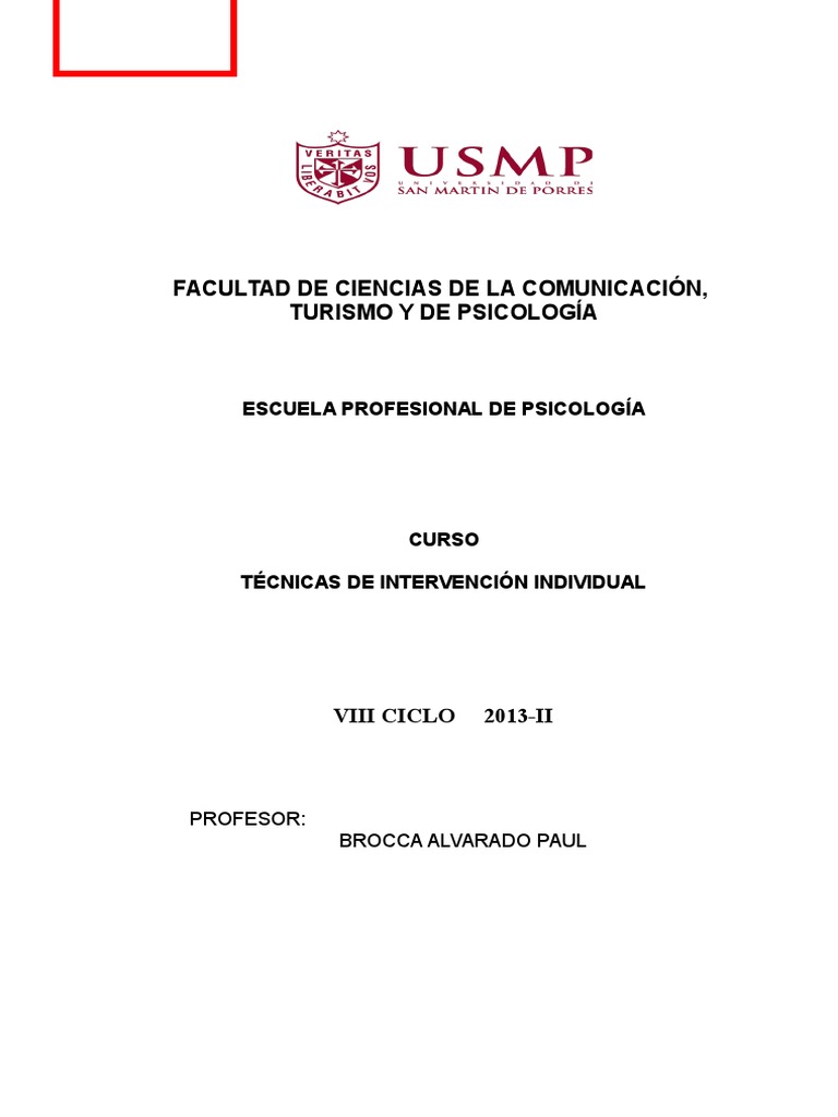Manual de Técnicas de Intervención Individual | PDF | Psicoterapia ...