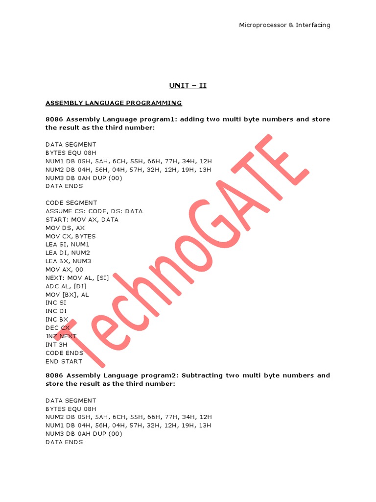 Mpmc Course File Unit Ii Pdf Integer Computer Science Binary Coded Decimal
