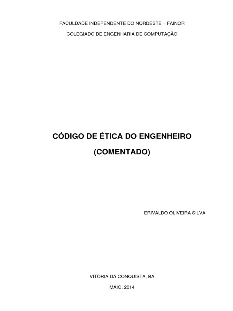 Código De ética Do Engenheiro Pdf Engenharia Lei Das Obrigações