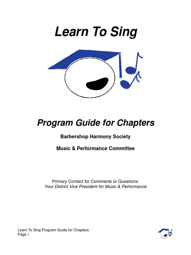 Learn To Sing: Program Guide for Chapters | Singing | Vocal Pedagogy