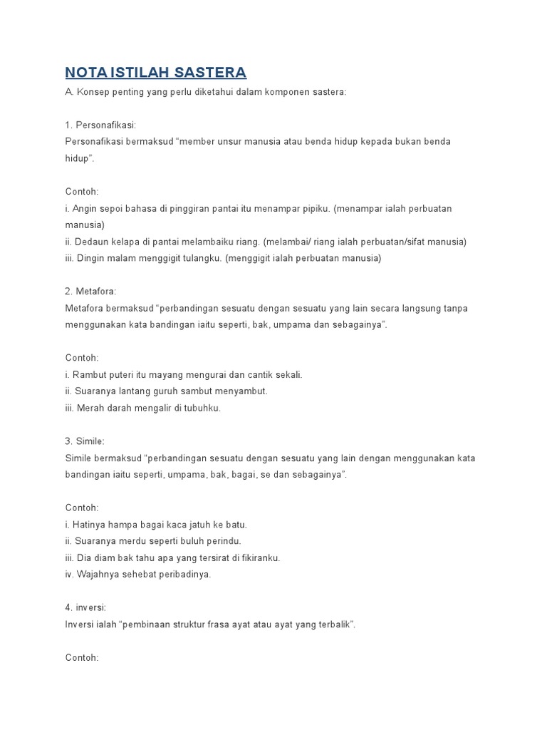 Nota Istilah Sastera | PDF