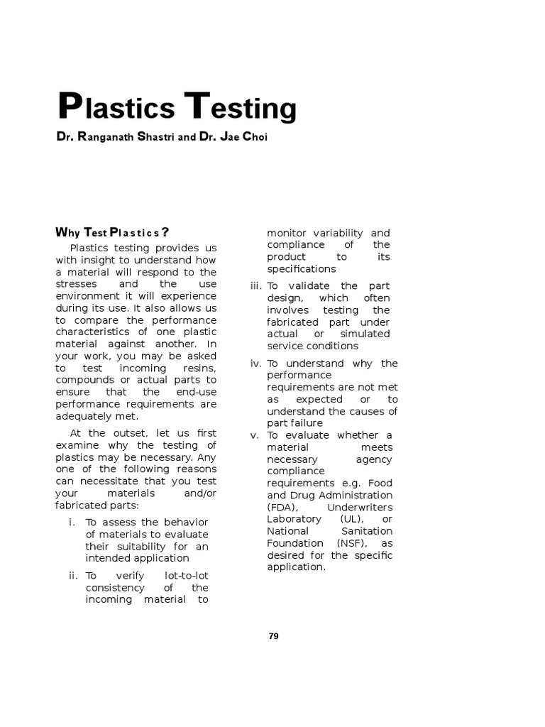 Plastics Testing for Engineers | PDF | Business | Computers