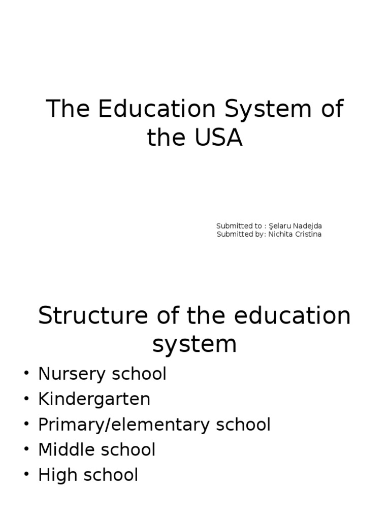 Structure of the USA Education System | PDF