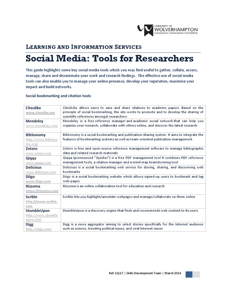 Social Media Tools for Researchers | PDF | Computers | Art