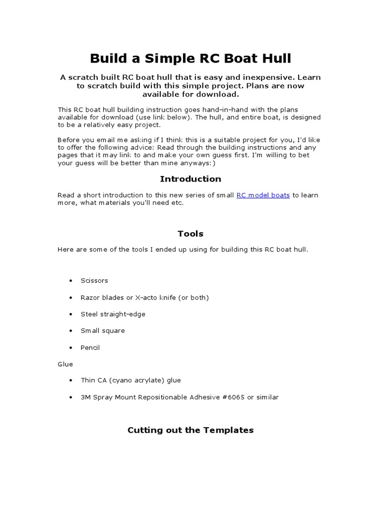 Build A Simple RC Boat Hull | PDF | Hull (Watercraft) | Stern