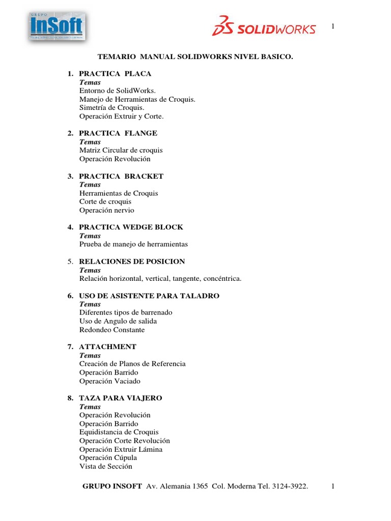 Manual BASICO SOLIDWORKS PDF | PDF | Point and Click | Perforar