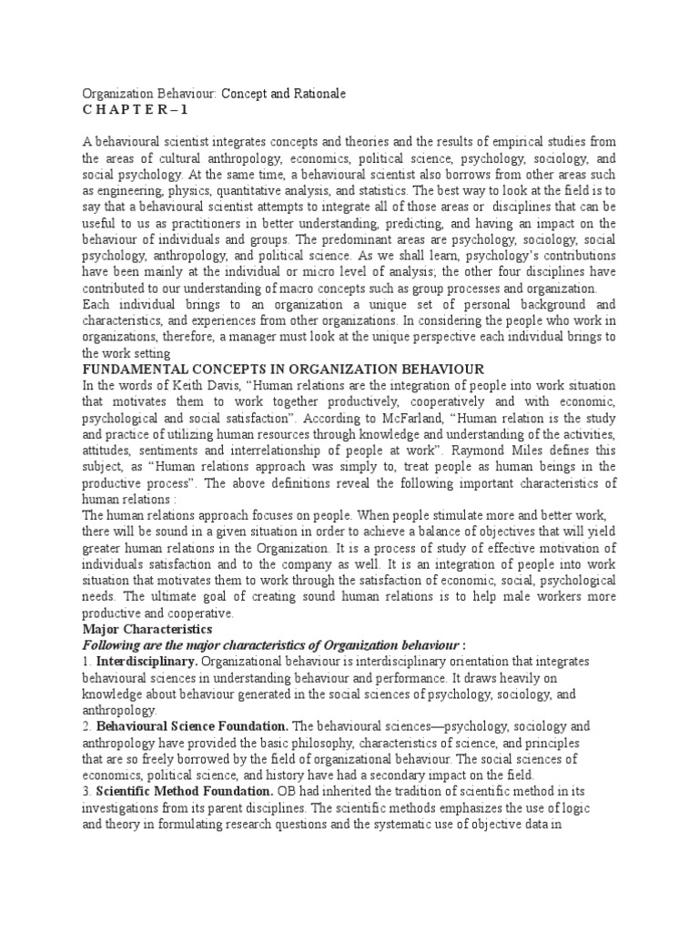 CHAPTER 1 Organization Behaviour | PDF | Organizational Behavior ...