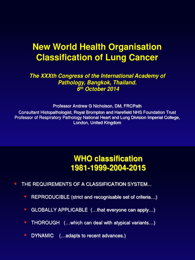 WHO Classification of Lung Cancer 2014 | PDF | Carcinoma | Non Small ...