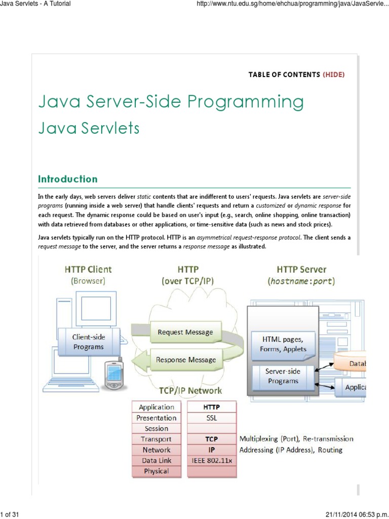 Java Servlets A Tutorial Java Servlet Java Server Pages