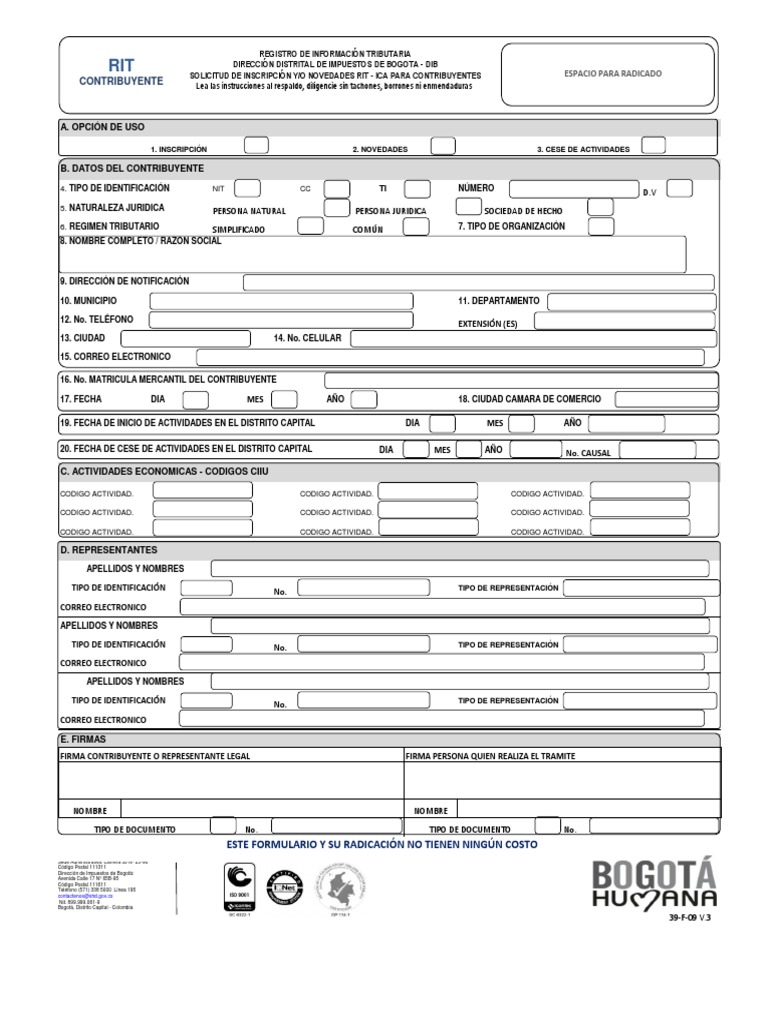 Formulario RIT | PDF