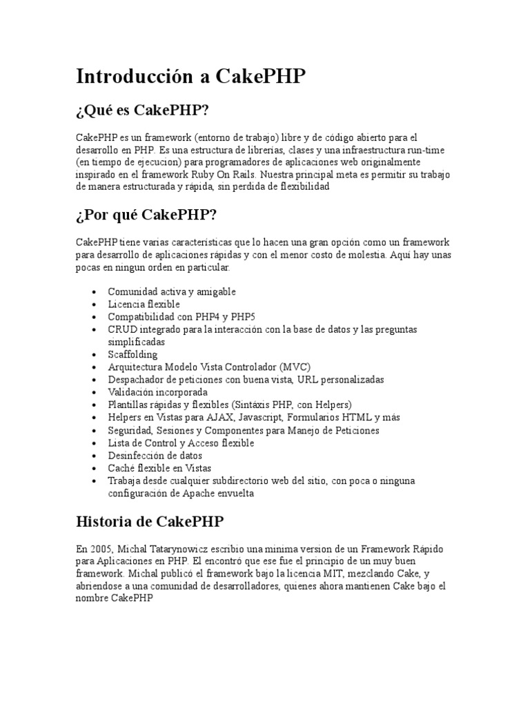 Cakephp Manual Español 1.1 | PDF | Modelo – Vista – Controlador | Ruby on Rails