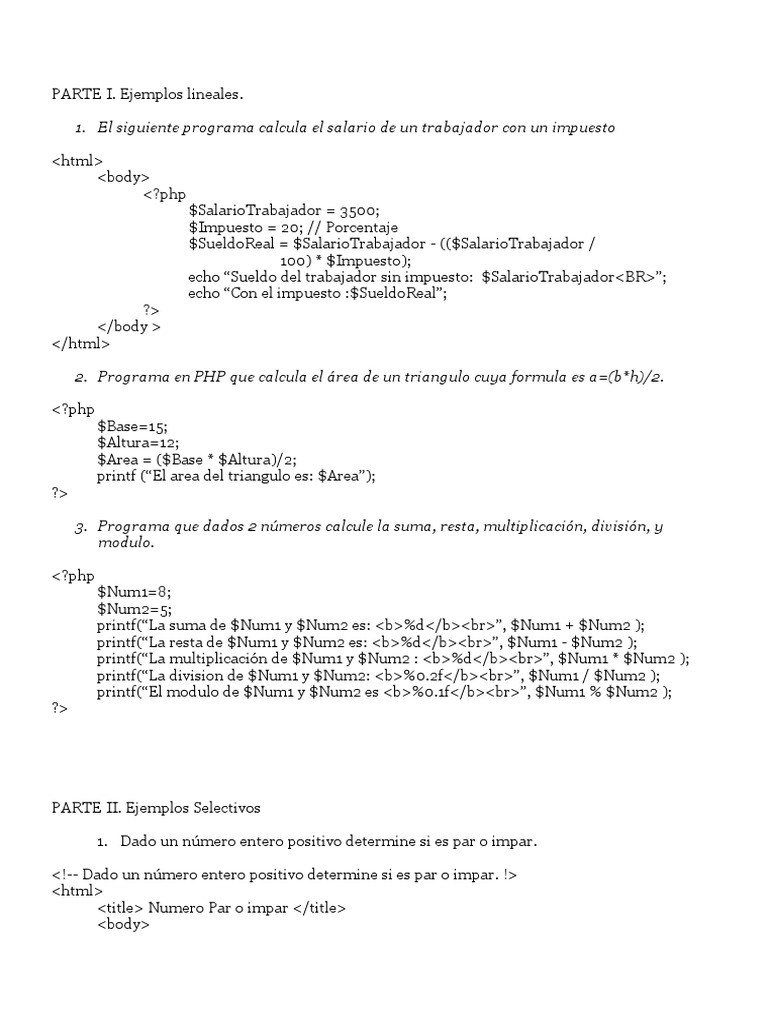 Ejercicios Resueltos y Propuestos PHP | PDF