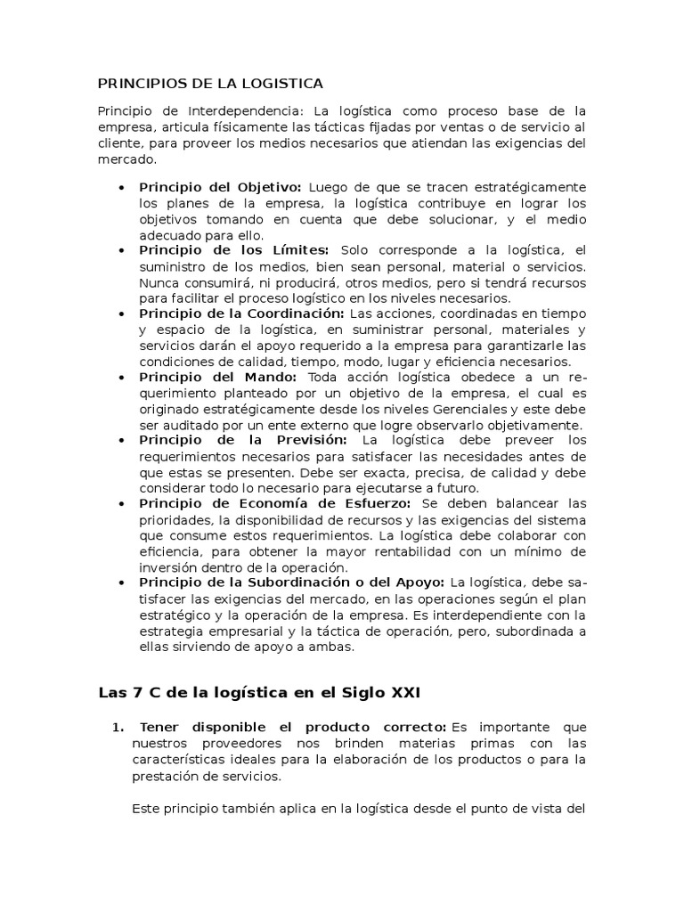 Principios de La Logistica | PDF | Logística | Calidad (comercial)