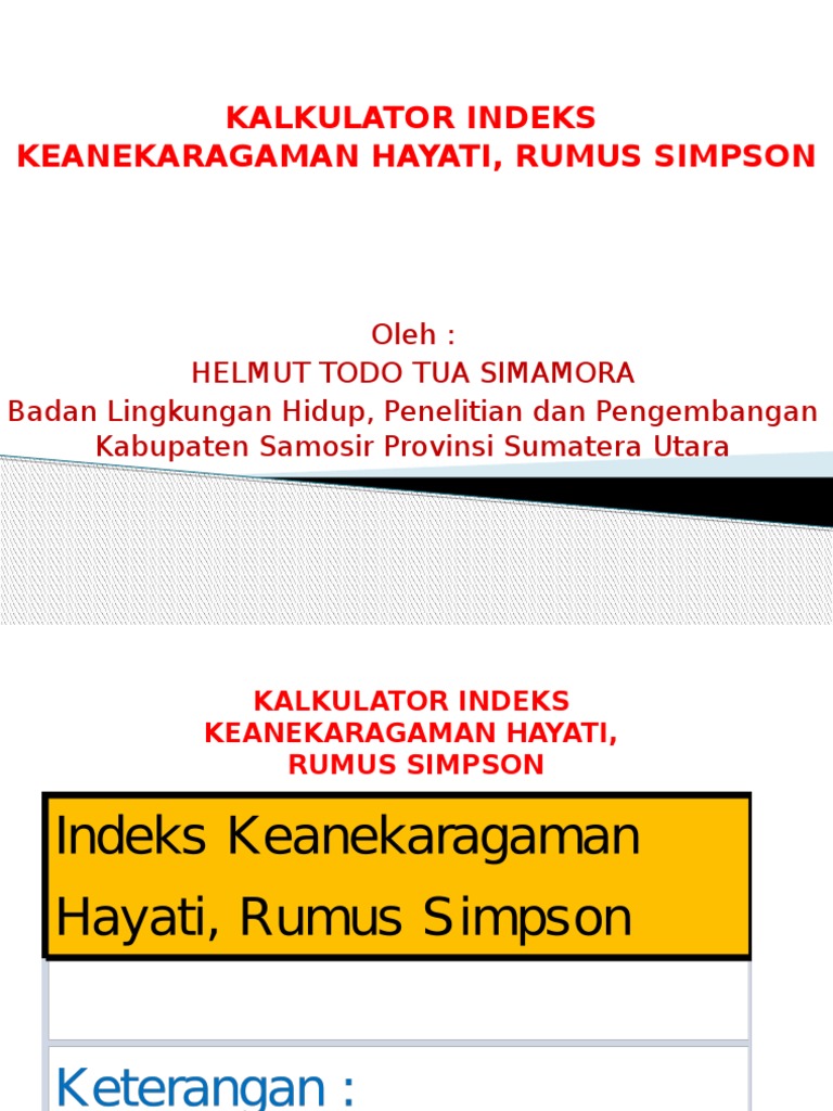 Kalkulator Indeks Keanekaragaman Hayati, Rumus Simpson | PDF