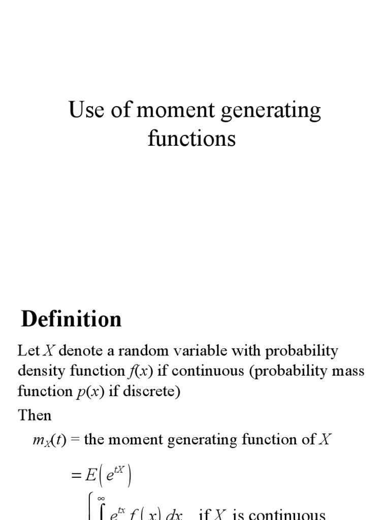 Moment Generation Function | PDF | Normal Distribution | Probability ...