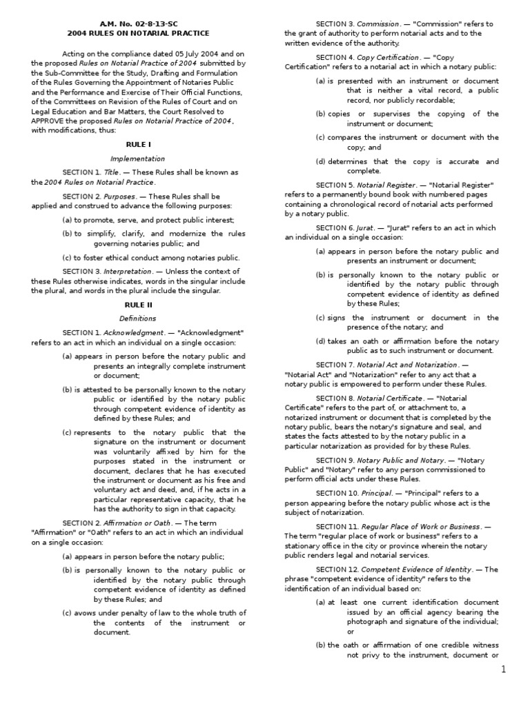 2004 Rules On Notarial Practice | PDF | Notary Public | Signature