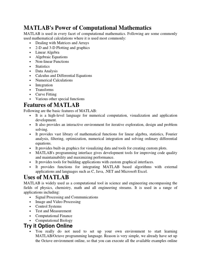 Matlap Tutorial | PDF | Control Flow | Matlab