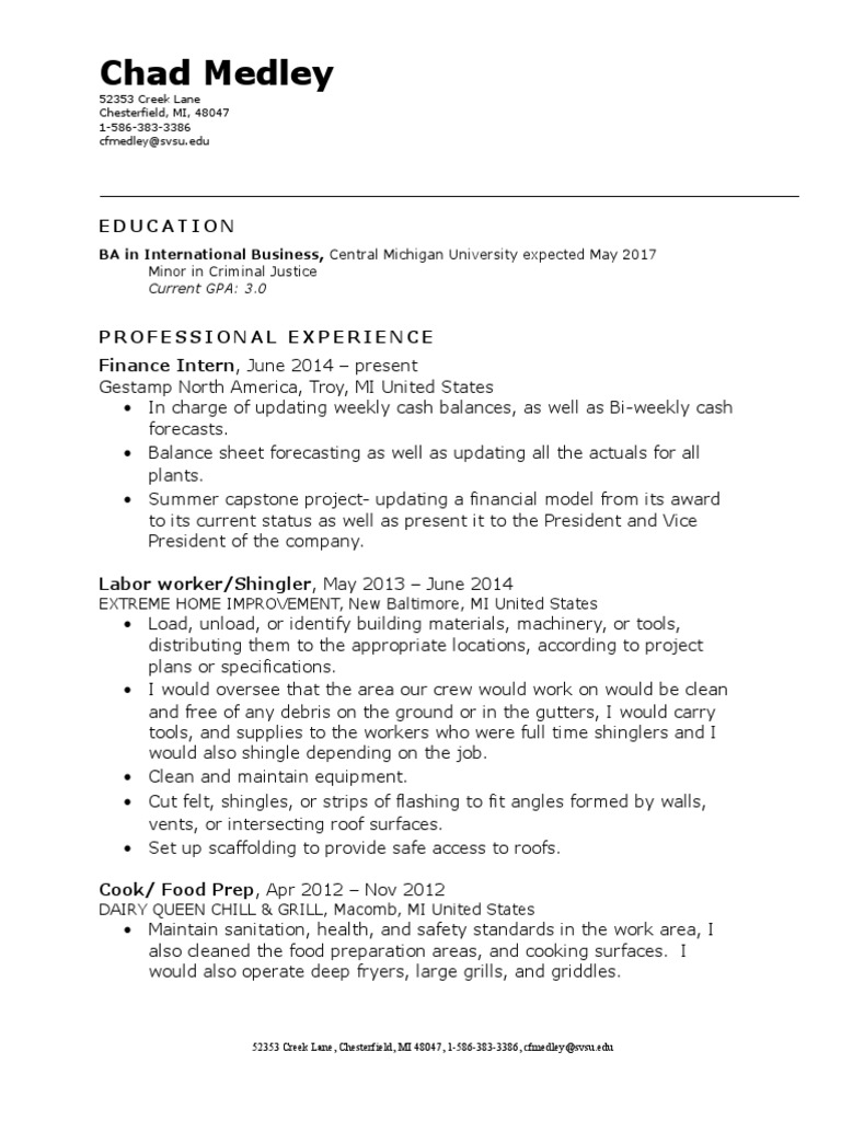 Chad Medley's Resume and Experience | PDF
