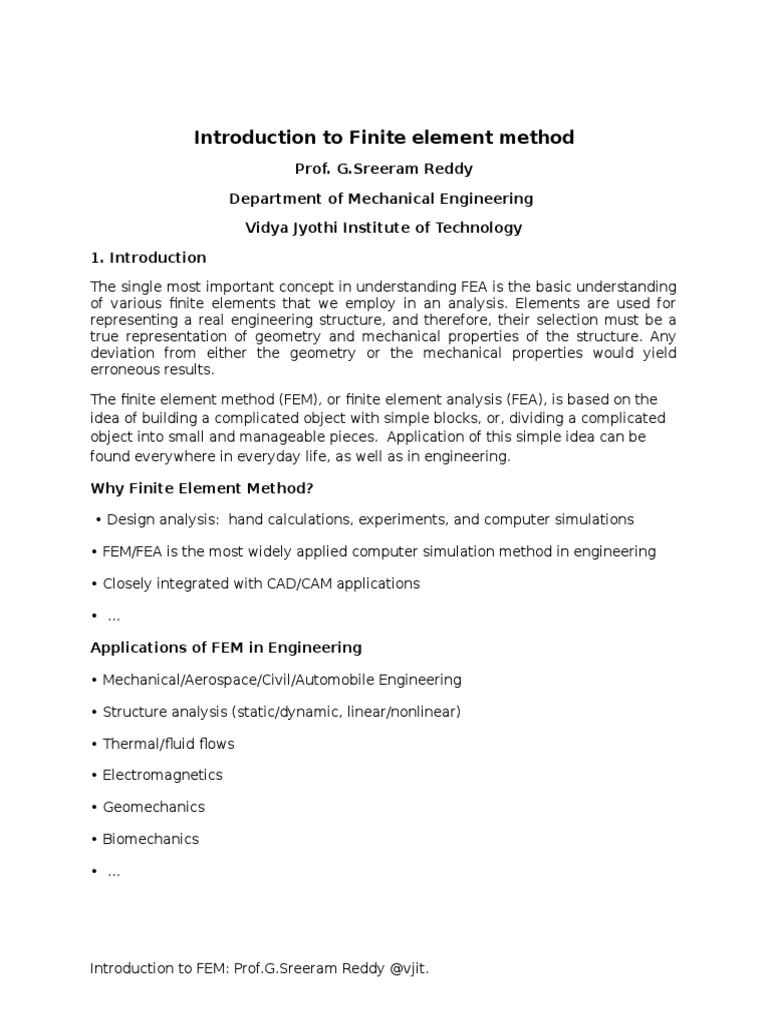 Introduction to Finite Element Method: An Overview of Key Concepts and ...