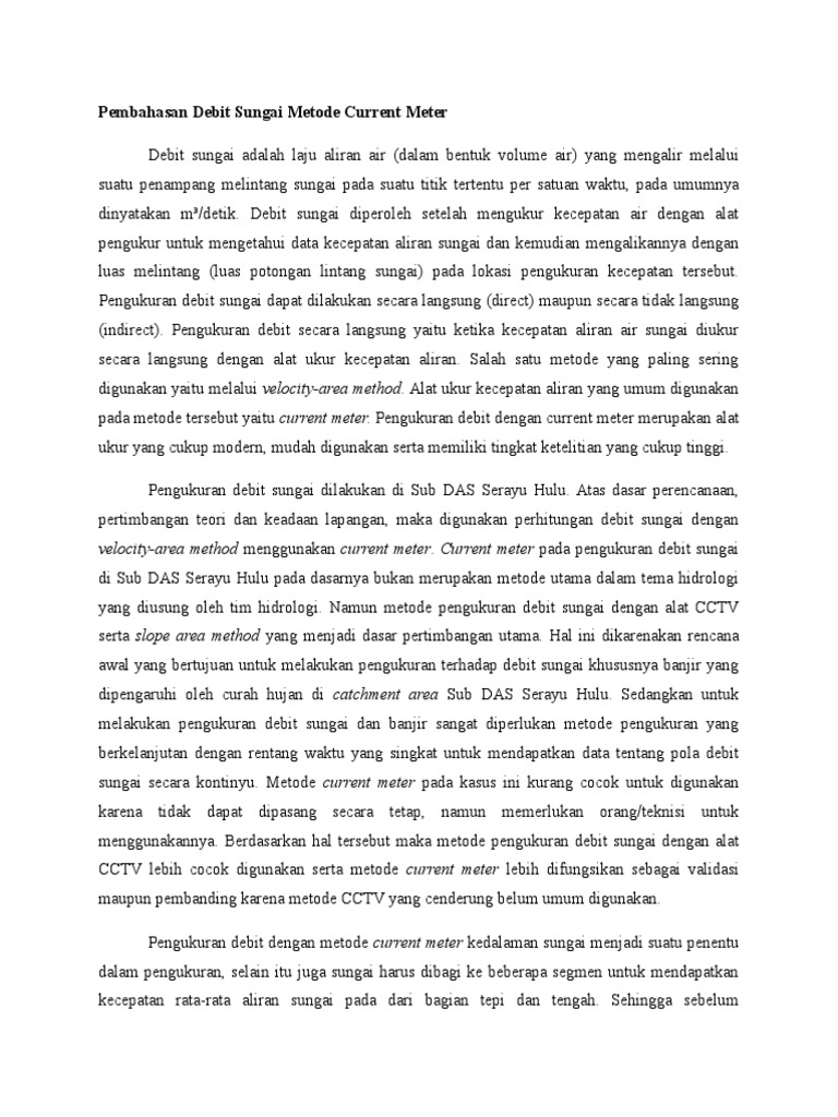 Pembahasan Debit Metode Current Meter | PDF