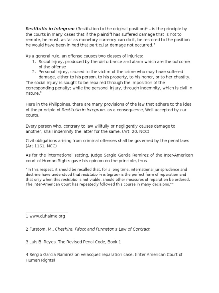 Restitutio in Integrum | PDF