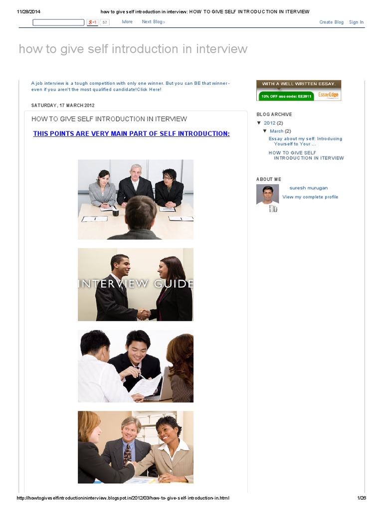 How To Give Self Introduction in Interview - HOW To GIVE SELF ...