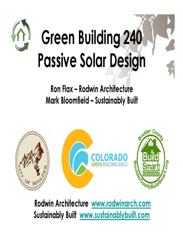 Passive Solar Design Guide | PDF | Solar Energy | Building Technology
