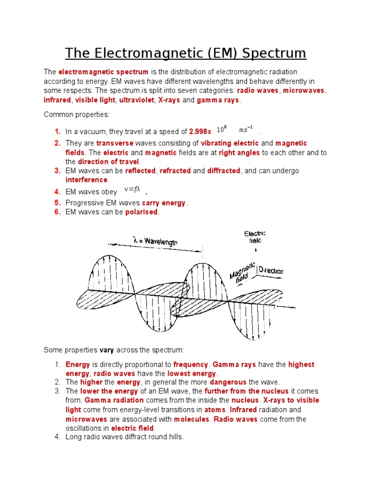 EM Spectrum | PDF | Electromagnetic Spectrum | Electromagnetic Radiation