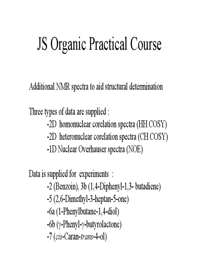 Organic Practicals NMR Data | PDF | Nuclear Magnetic Resonance ...