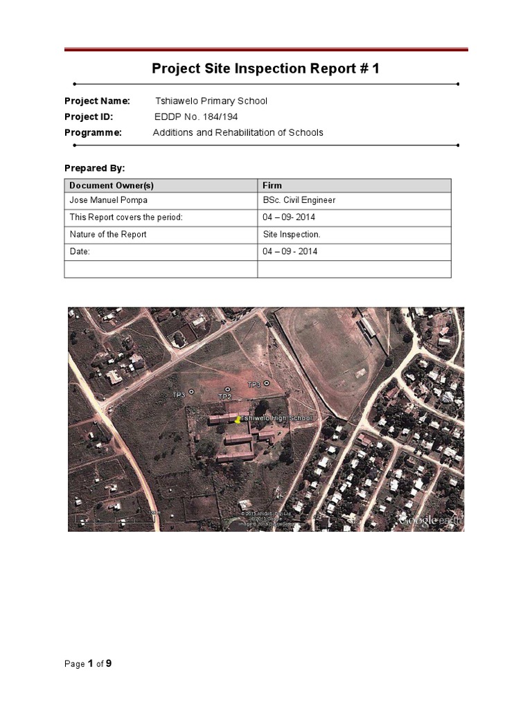 Site Inspection Report at Construction School | PDF | Excavation ...