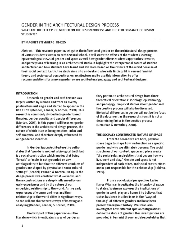 Gender Influence in Architectural Design | PDF | Gender | Gender Studies