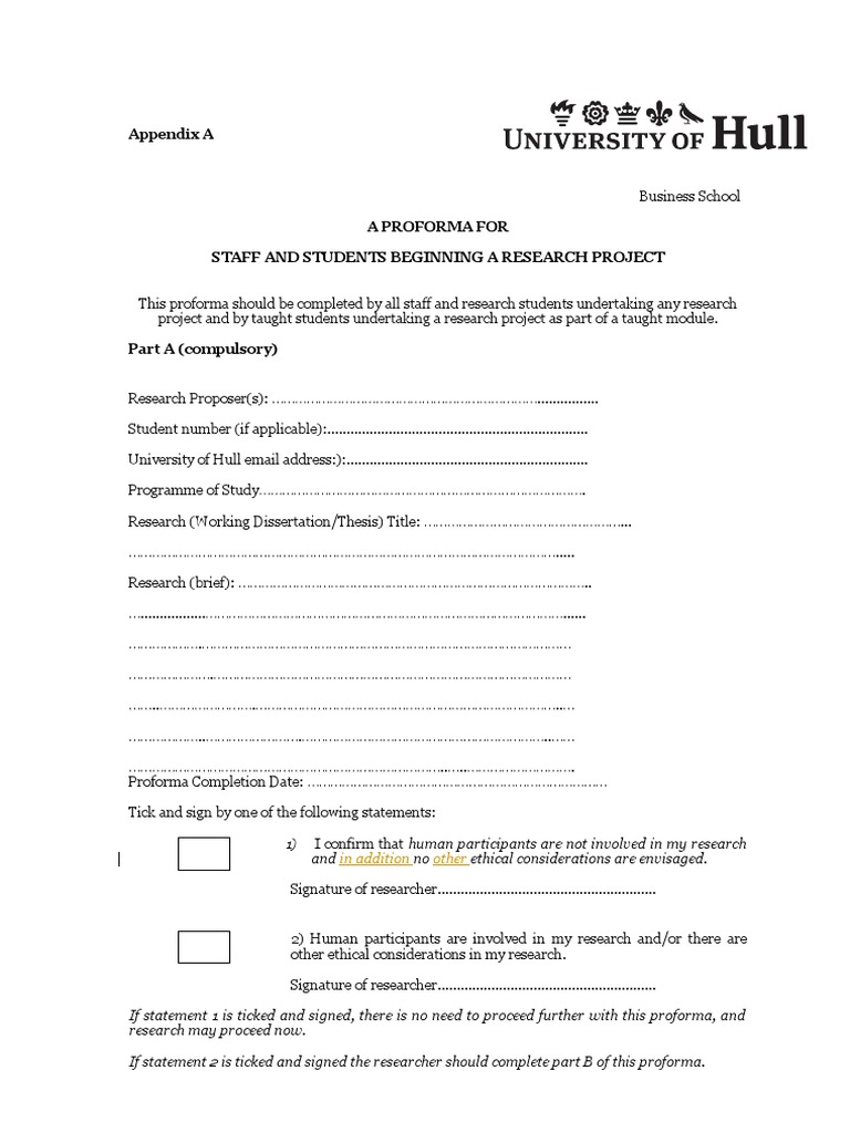 Research Project Proforma and Ethics | PDF | Medical Record | Risk