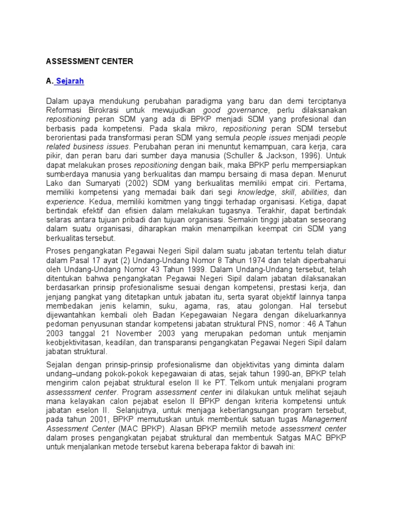 Assessment Center | PDF | Bisnis | Pengembangan Diri