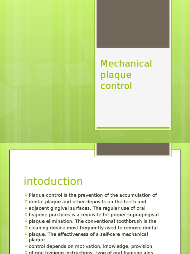 Mechanical Plaque Control Techniques | PDF | Oral Hygiene | Toothbrush