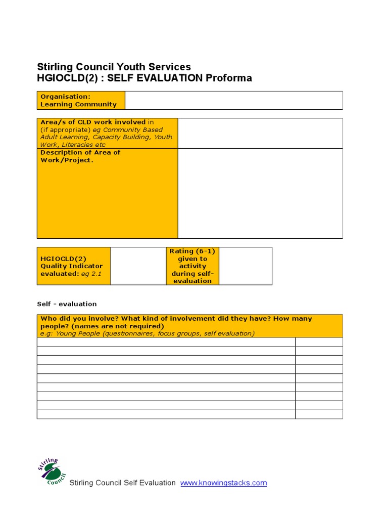 Self Evaluation Proforma | PDF | Science & Mathematics
