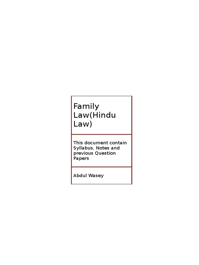 Hindu Law Notes | PDF | Vedas | Legal Guardian