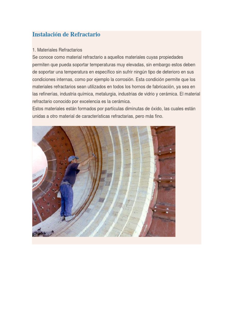 Instalación de Refractario | PDF | Cerámica | Refractario Instalación de Refractario | PDF | Cerámica | Refractario