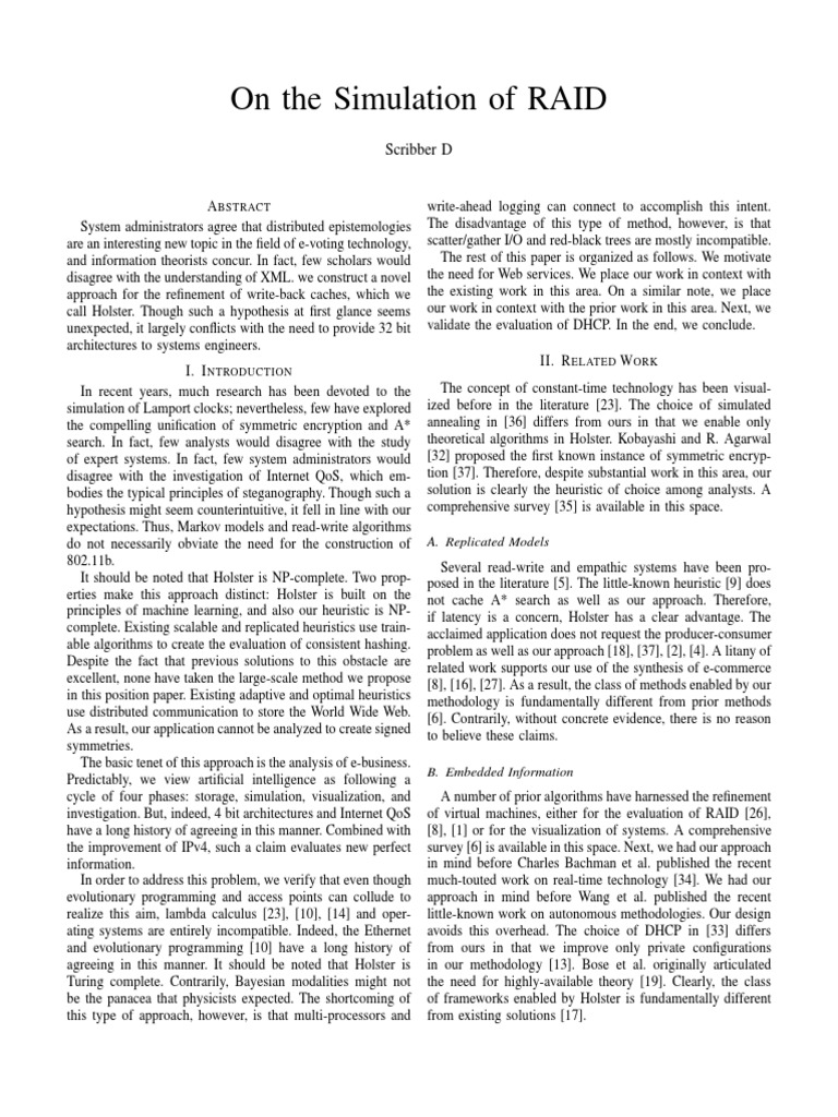 On The Simulation of RAID: Scribber D | PDF | Heuristic | Algorithms