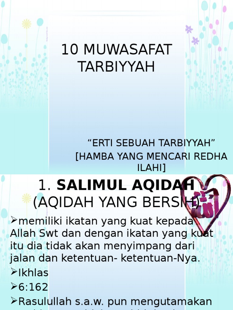10 Muwasafat Tarbiyyah | PDF | Agama & Spiritualitas