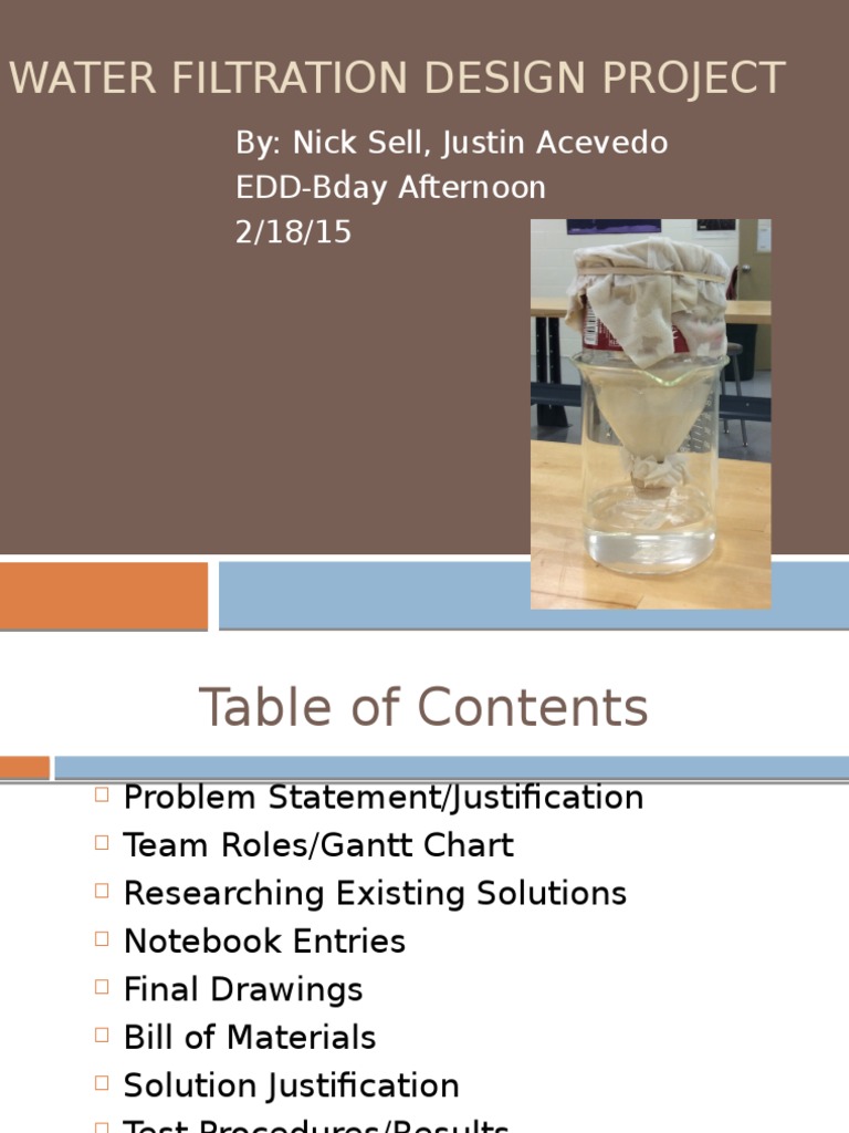 Water Filtration Design Project | PDF | Filtration | Water Purification