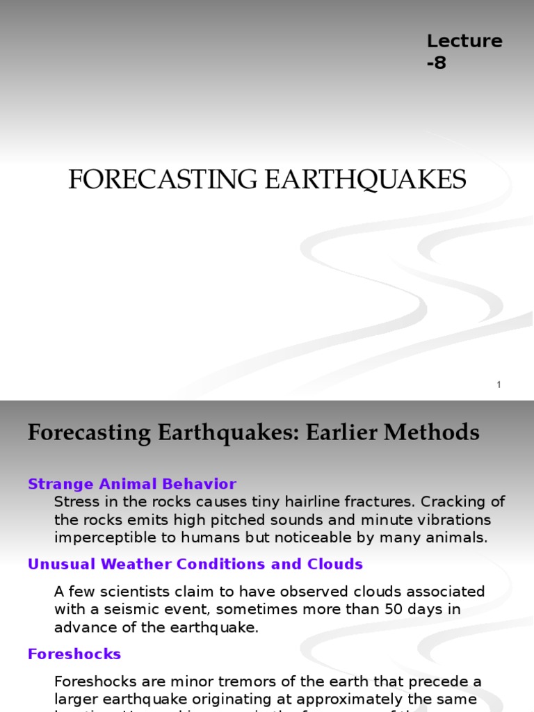 Lecture8-Forecasting Earthquakes | PDF | Earthquakes | Natural Disasters