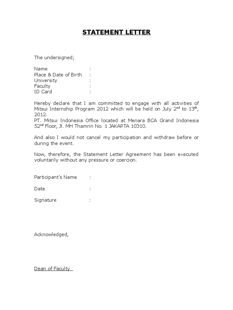 Statement Letter | PDF | Career & Growth | Business