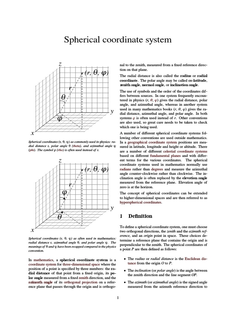 Spherical Coordinates | PDF | Geometry | Space