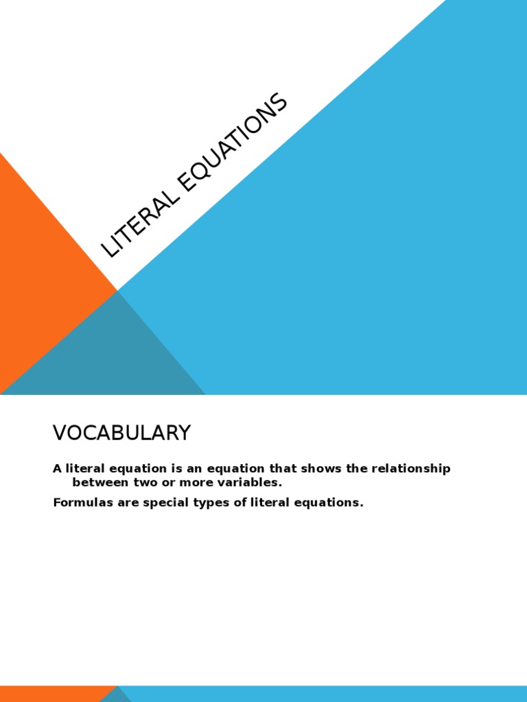 Understanding Literal Equations and Transformations | PDF | Teaching ...